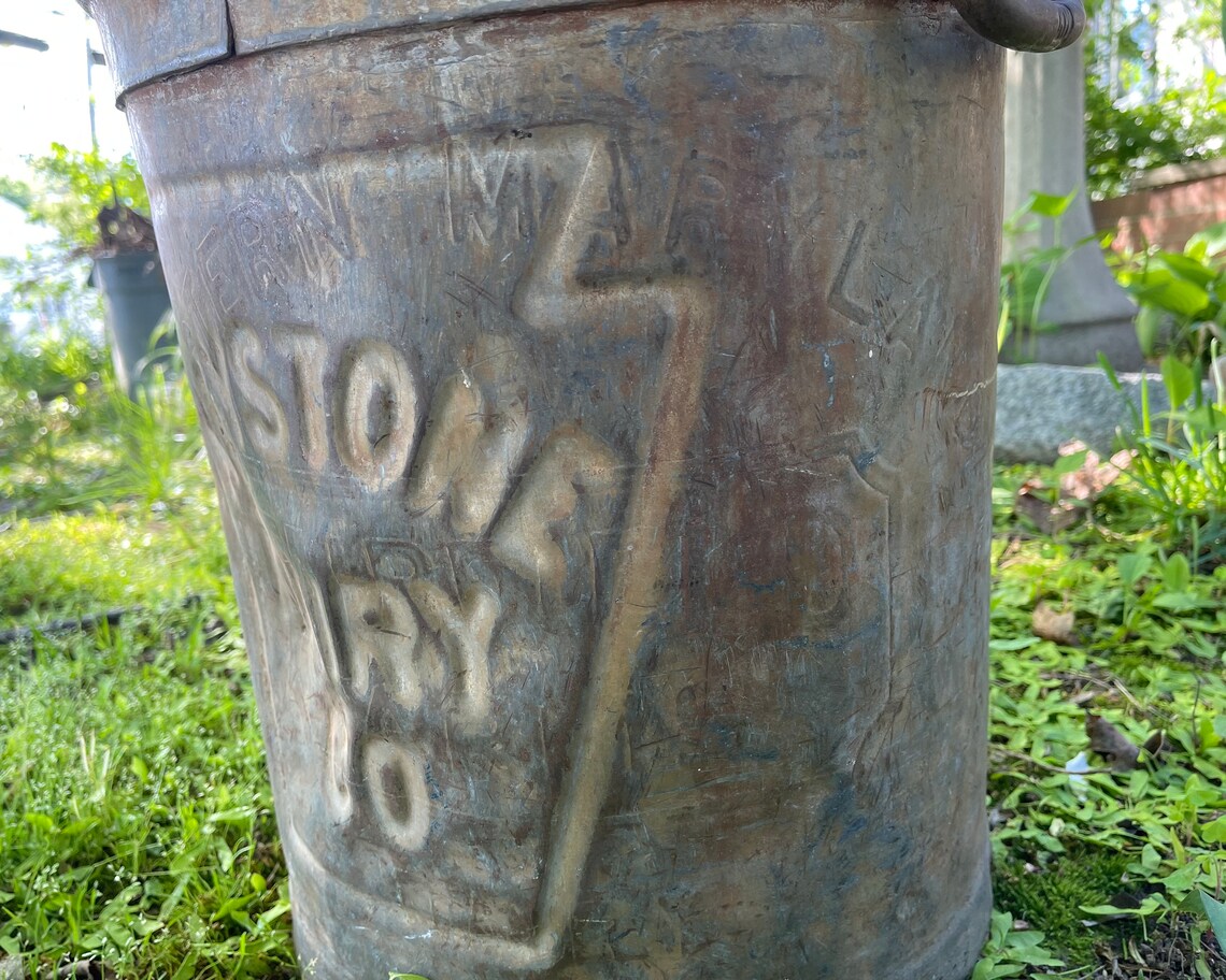 Antique KEYSTONE Dairy Milk Can: Farmhouse Yard Art, Western Maryland ...