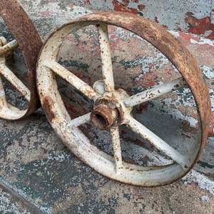 Antique Cast Iron Wheels (set of 2): 16.5" Rustic Industrial Decor - Etsy