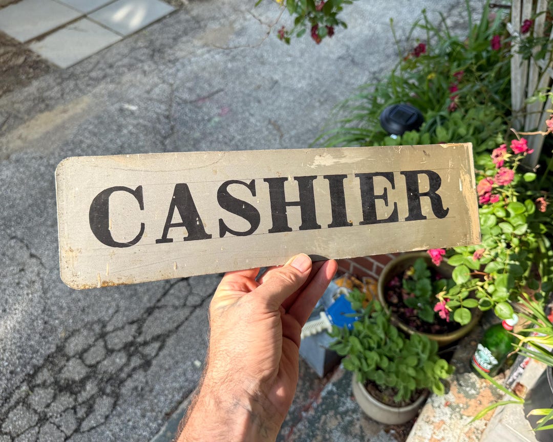 Vintage Metal Cashier Flange Sign: Hand-painted Grocery Store Decor - Etsy