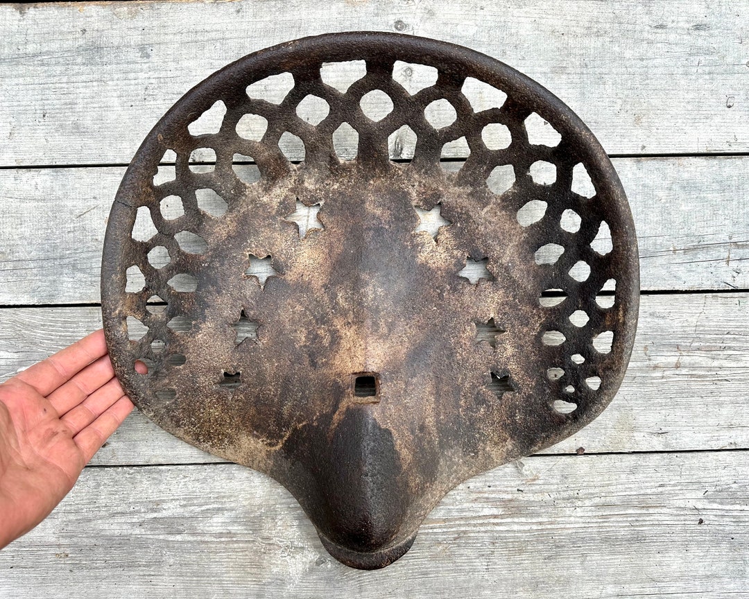 Antique Tractor Seat, Vintage STARS PATTERN Cast Iron Tractor Seat, Farm Implement, Farmhouse ...