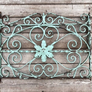 Victorian Seafoam Green Iron Gate: Ornate Architectural Salvage (32'' X ...