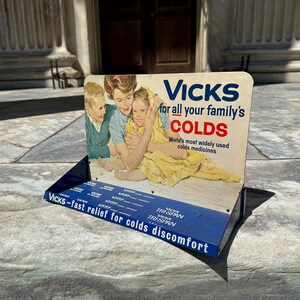 Vicks Cough Syrup Tin Store Display, Mid Century Counter Top General ...