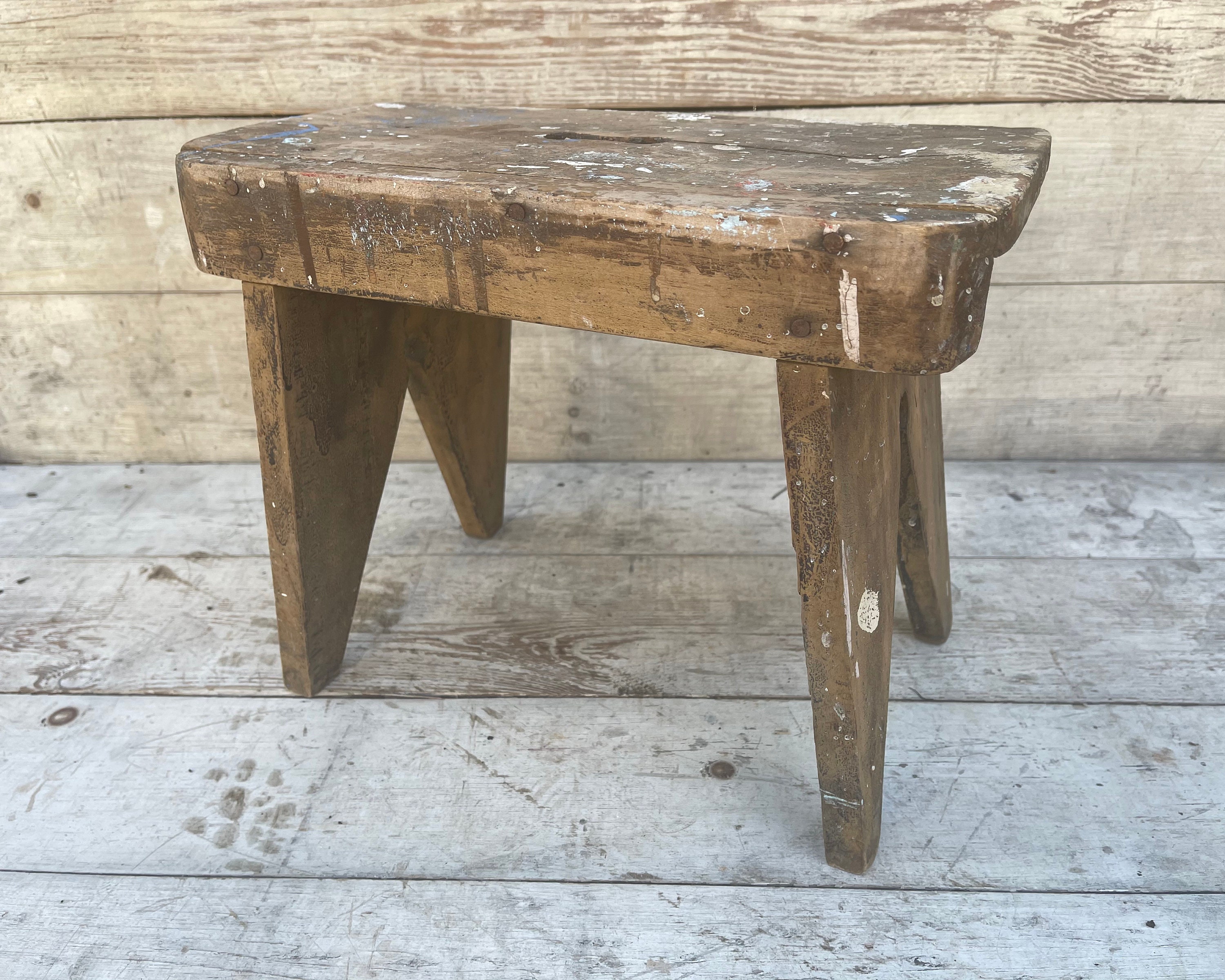 Antique Wooden Stool Primitive Wood Stool Vintage Small Foot | Etsy