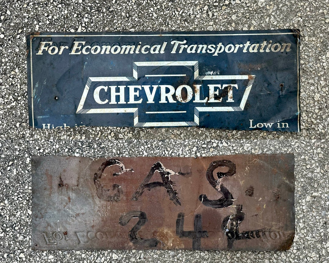 Chevrolet Tin Sign With Folky Addition on Back, Embossed Metal Chevy ...