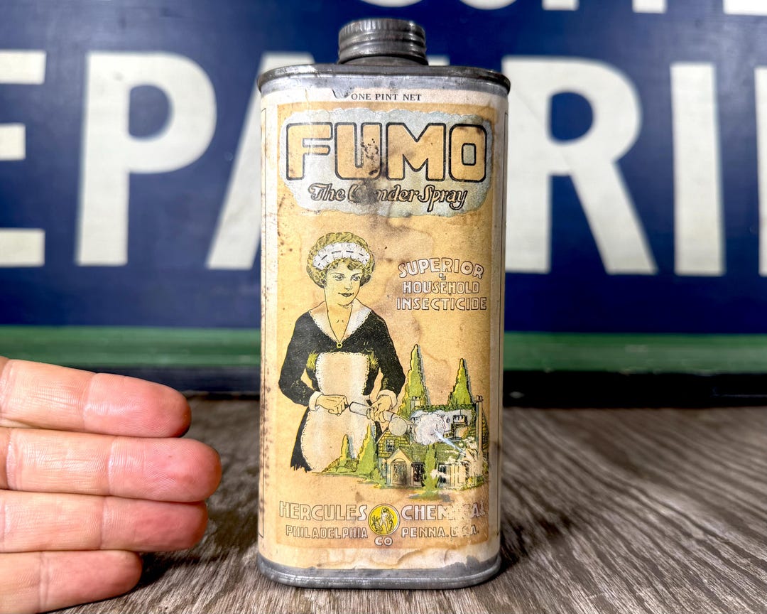 Vintage FUMO Insecticide Can: Hercules Chemical Advertising Graphic ...