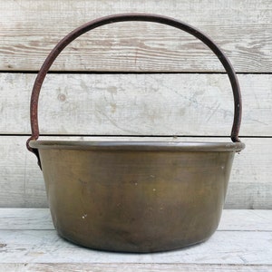 Antique Brass Pot Vintage Wash Pot Basin Farmhouse Antiques Rustic Home ...