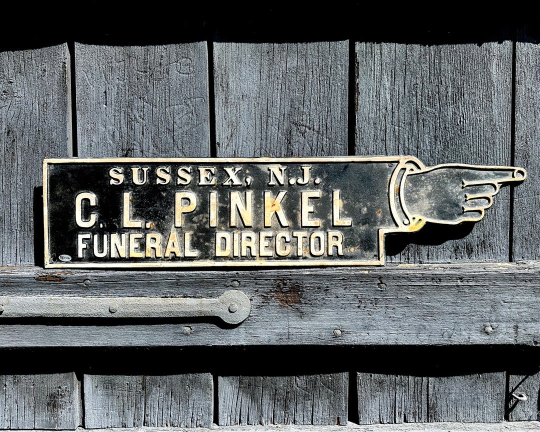 Antique Funeral Director Sign: C.L. Pinkel Finger Pointer, Sussex NJ - Etsy