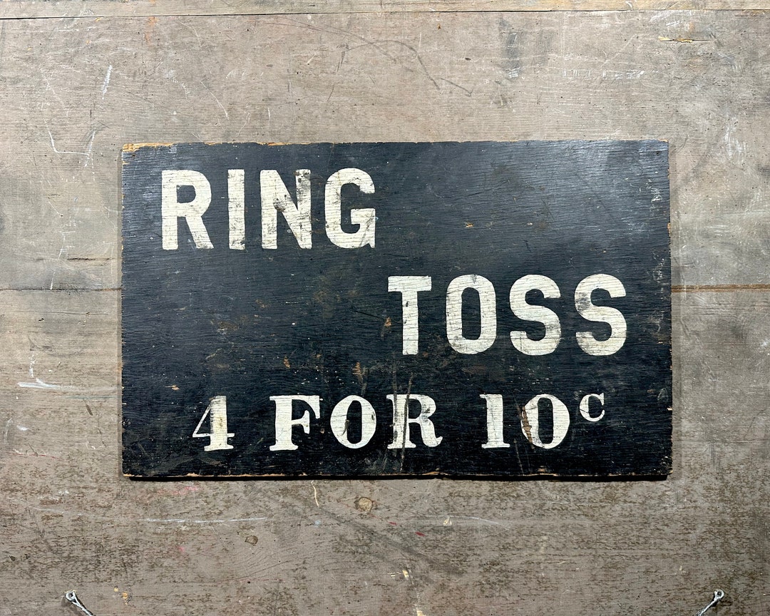 Ring Toss Antique Sign Circa 1920s - 1930s, Carnival Sign, Circus ...