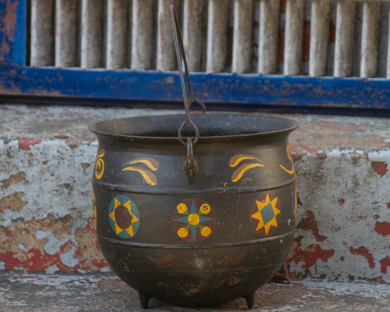 Antique Cauldron Cast Iron Cauldron Hand Painted Folk Art - Etsy