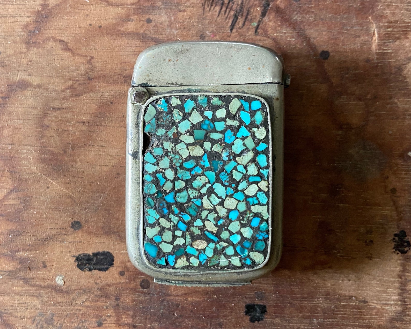 Antique Match Safe Vintage Match Case Stone Inlay Late 1800s - Etsy