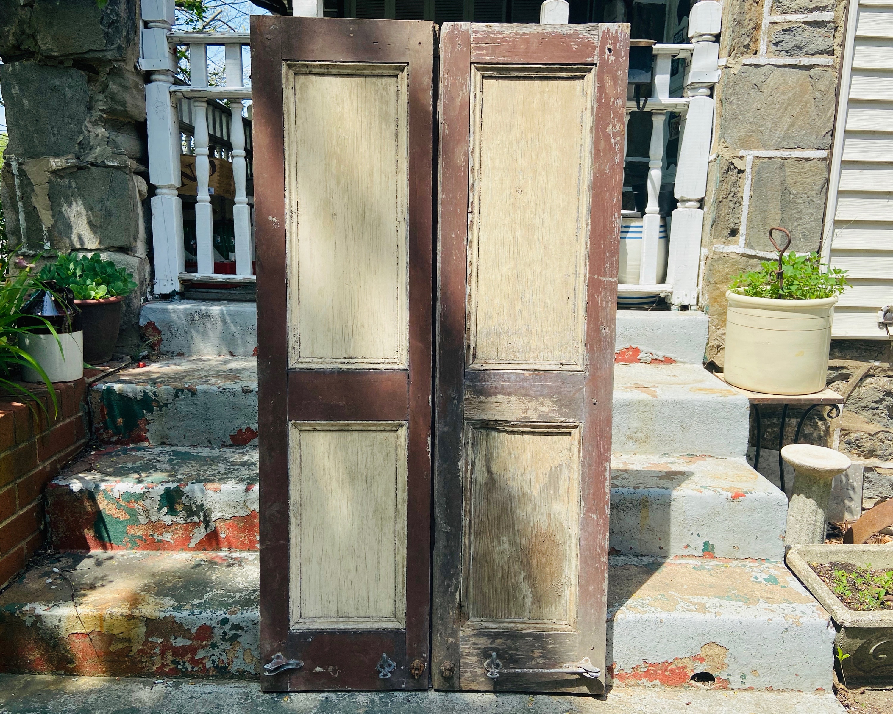 Antique Wooden Doors Shutter Door Pair Brown Shutters | Etsy
