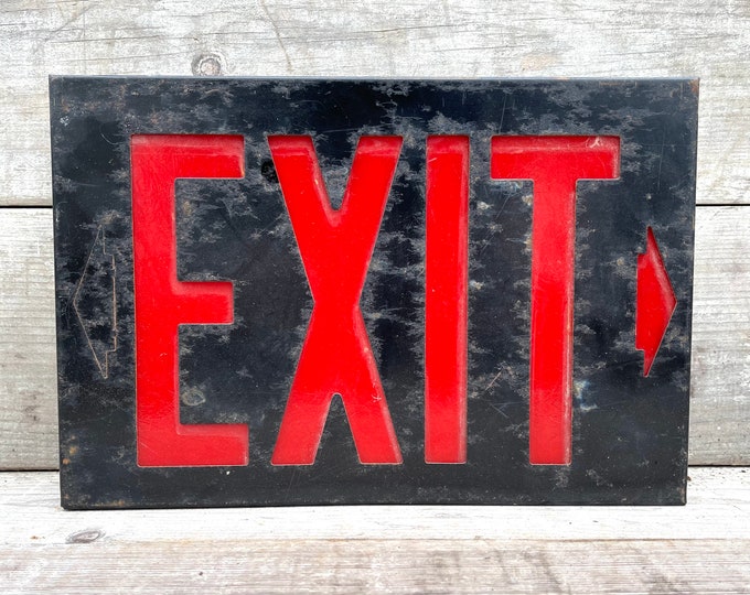 Vintage Exit Sign, Metal Theater Sign, Wall Hanging Exit Sign ...