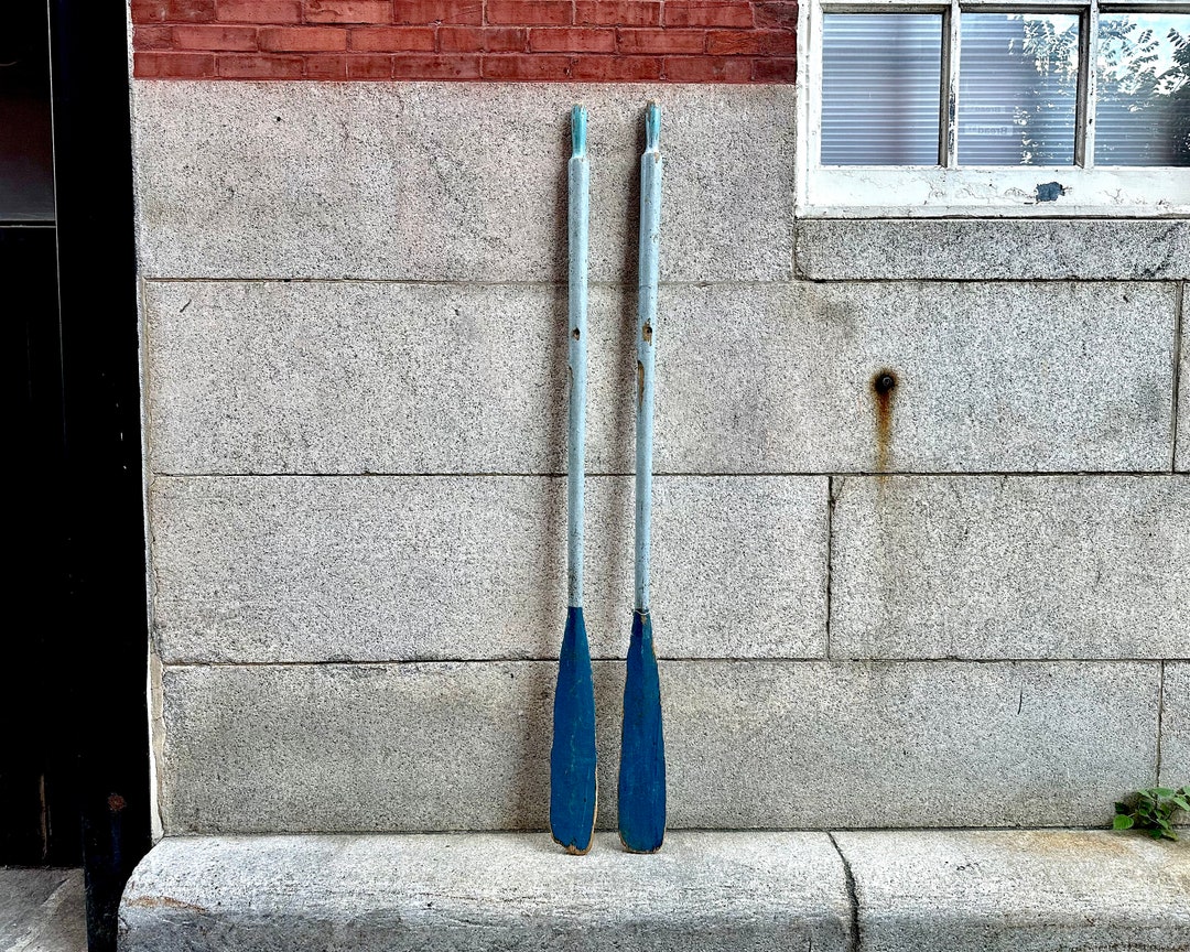 Antique Wooden Oars in BEST Old BLUE Paint, Nautical Decor, Wall Decor ...
