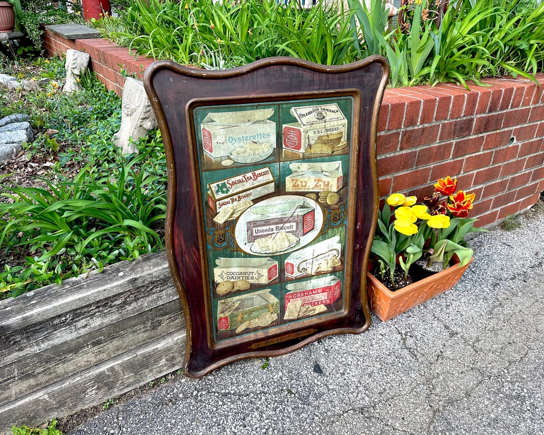 Nabisco National Biscuit Company Antique Sign, Large Self Framed Tin ...