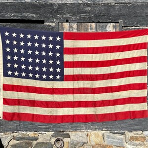 Antique American Flag HUGE 94'' X 59'' Rare Early 48 - Etsy