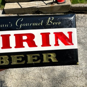 Vintage Japanese Beer Sign KIRIN BEER, Celluloid Over Tin Easel Back ...