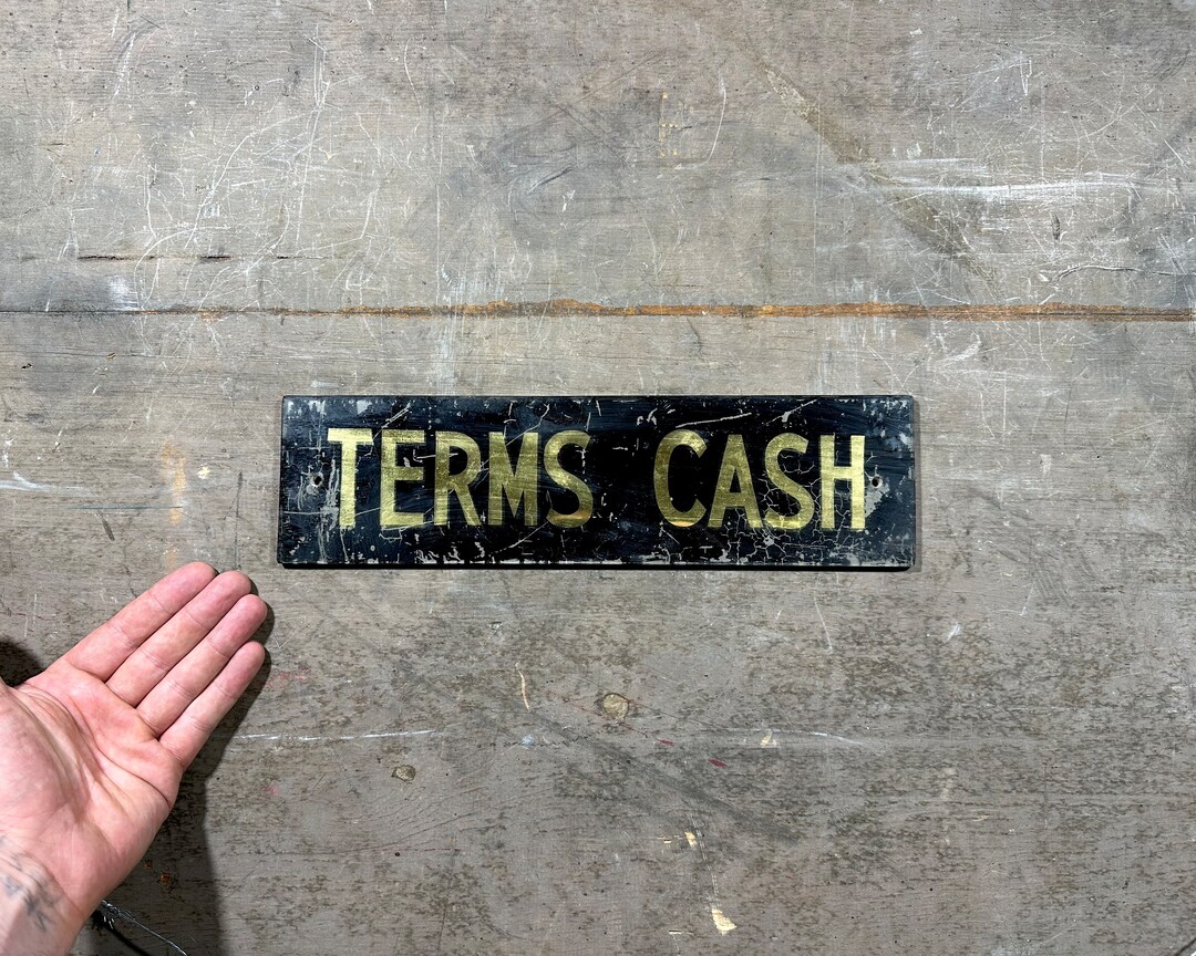 Antique "terms Cash" Trade Sign: Gold Gilt Lettering, General Store ...