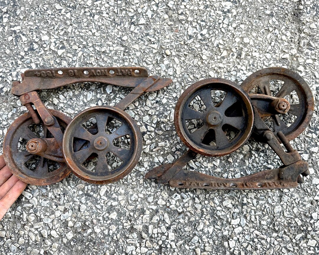Antique Cast Iron Sliding Door Trolley Pair 1884, Victorian ...