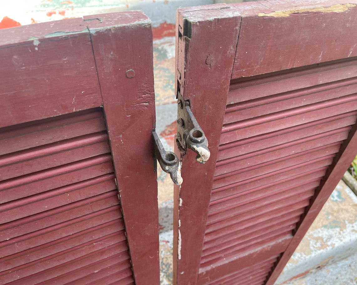 Large Antique Shutters Vintage Pair of Shutters Rustic RED | Etsy