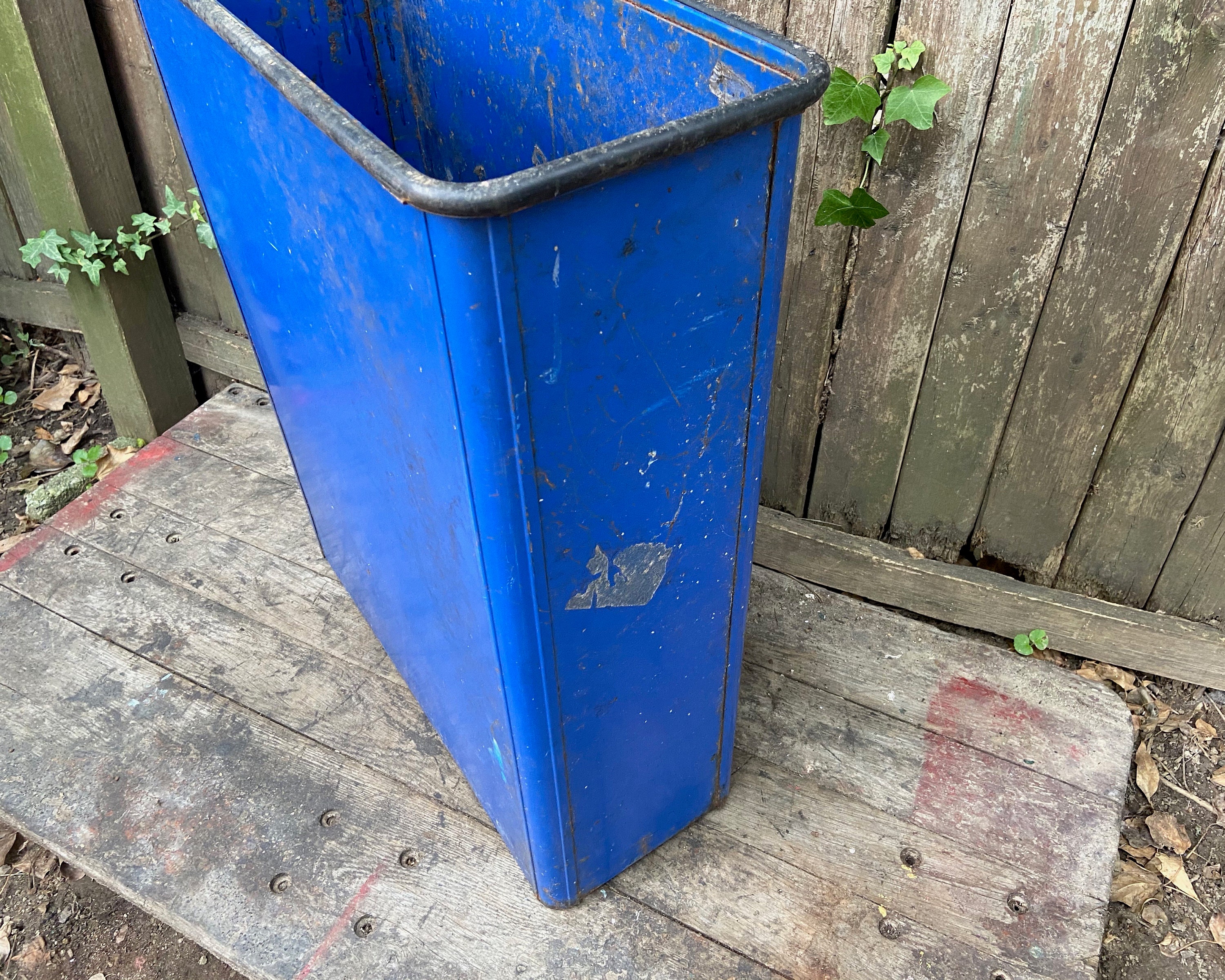 Blue Metal Recycle Bin