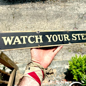Antique WATCH YOUR STEP Porcelain Subway Sign New York City Early ...