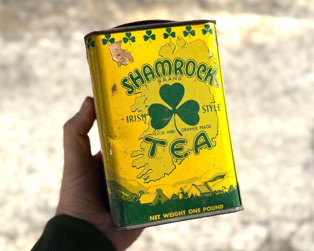Antique Shamrock Irish Tea Tin Can, Advertising Store Display, RARE ...