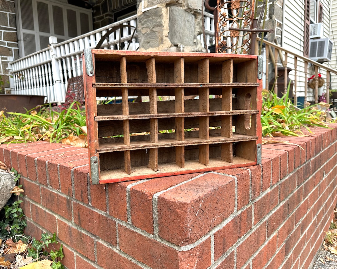 Vintage Coca Cola Crate, Rustic Coke Crate, Wall Hanging Shelf, Red ...