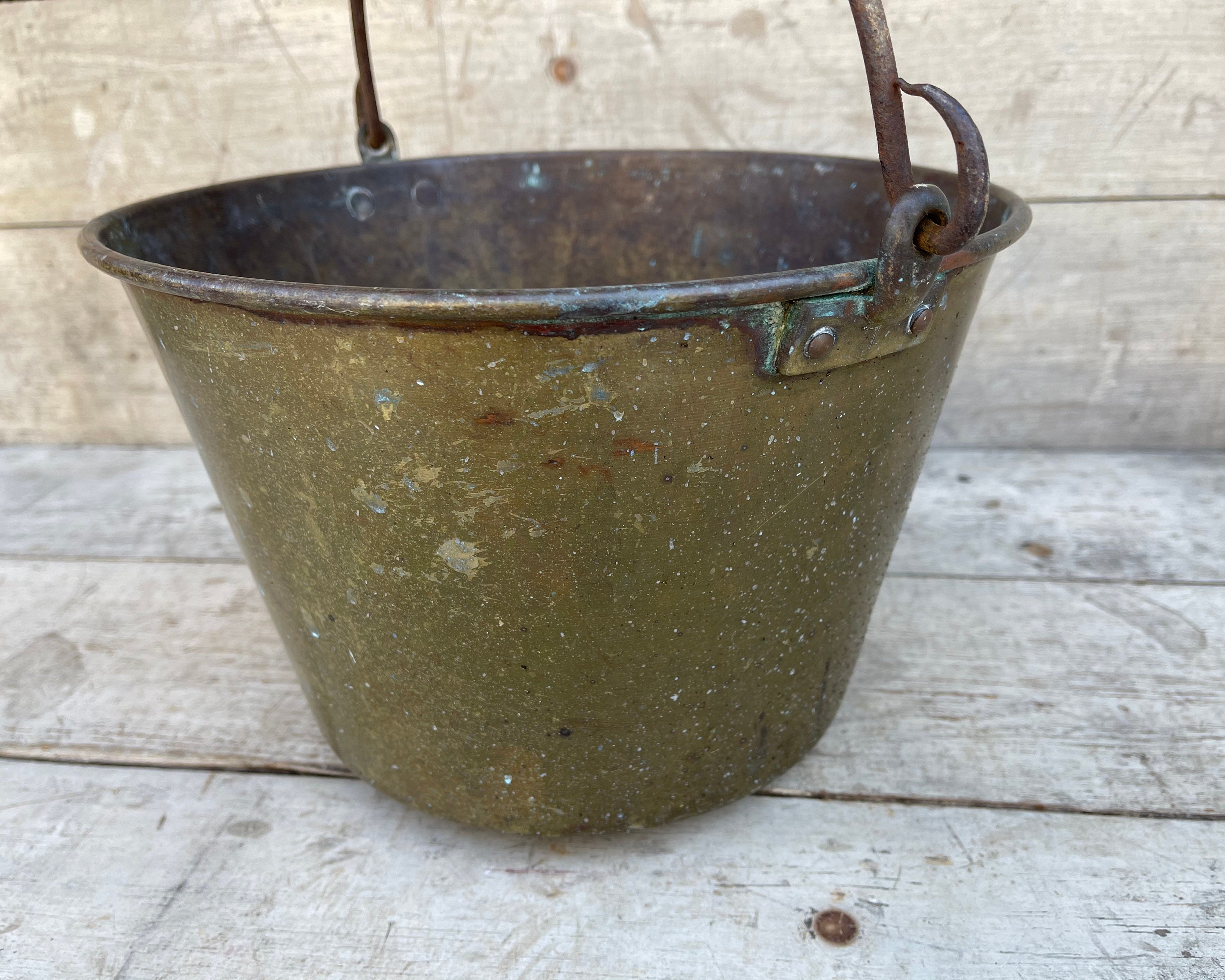 Antique Brass Pot Vintage Wash Tub Basin Farmhouse Antiques | Etsy