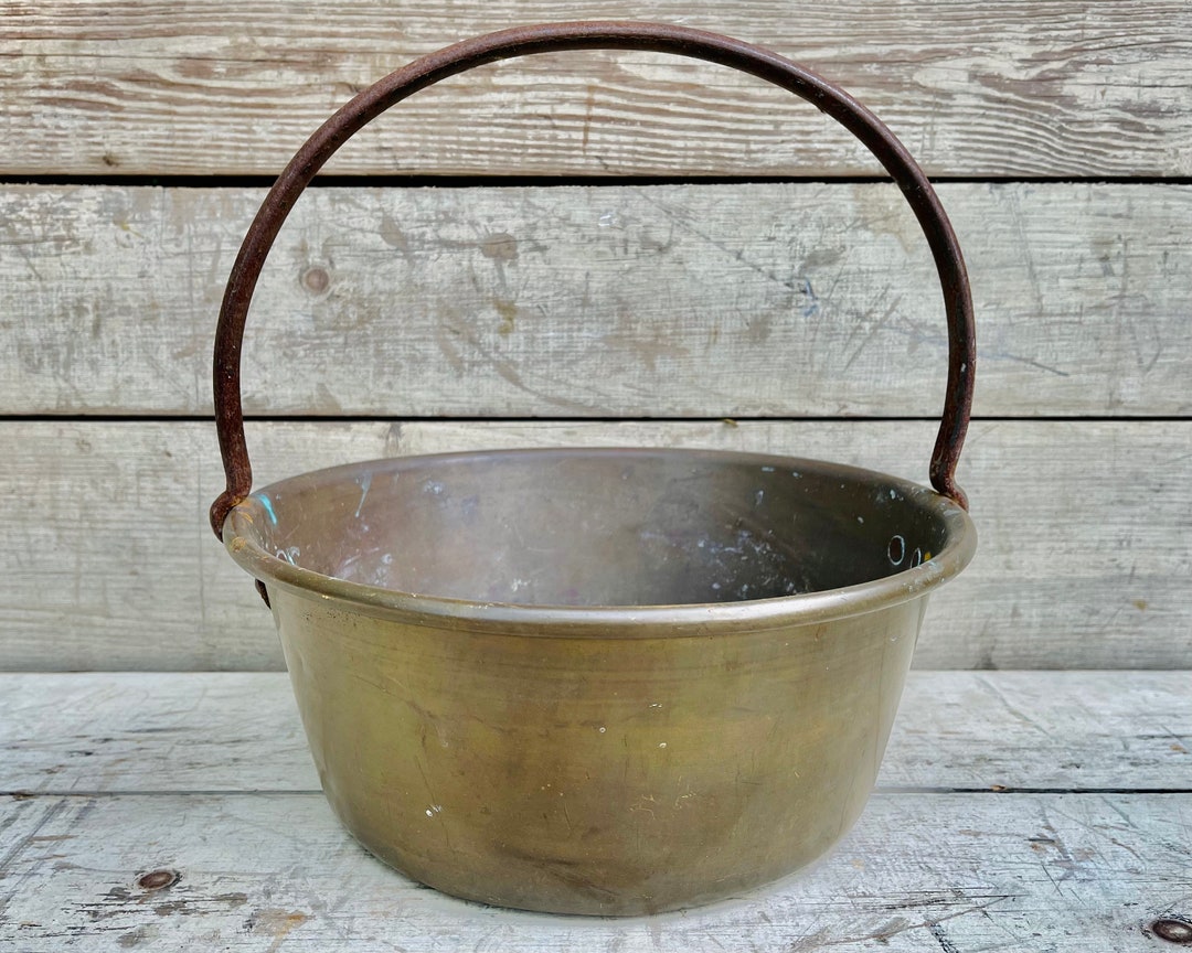 Antique Brass Pot Vintage Wash Pot Basin Farmhouse Antiques Rustic Home ...