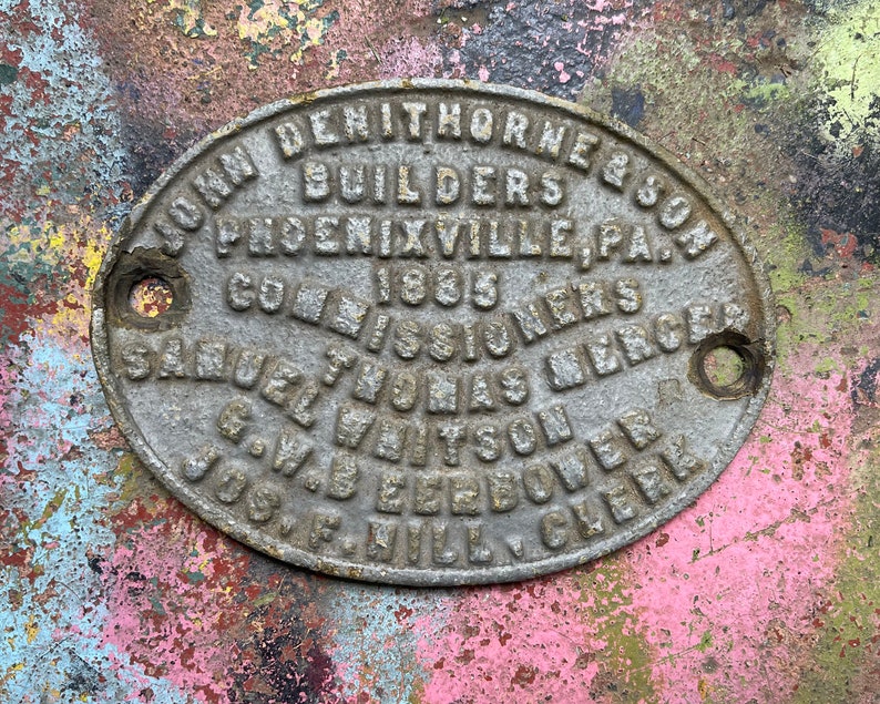 Antique Bronze Builders Plaque: Phoenixville PA, 1885 Industrial Sign ...