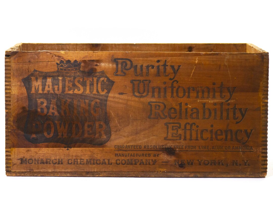Majestic Baking Powder Crate: Vintage Dovetail Wooden Advertising Box ...