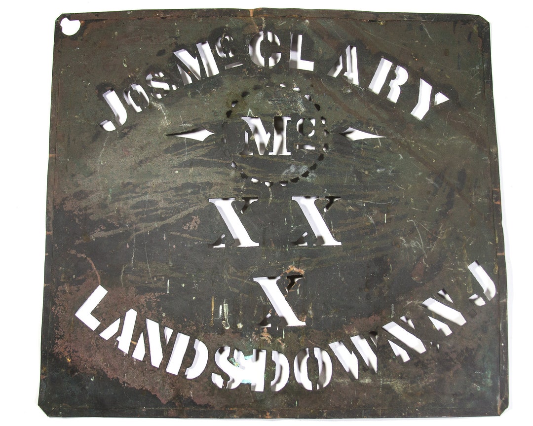 Antique Copper Stencil: Jos Mcclary, Landsdown N.J., Advertising Sign ...