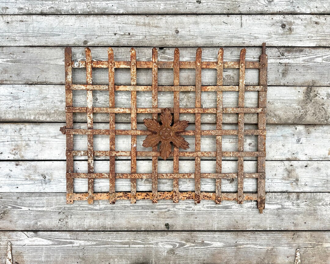 Antique Wrought Iron Gate, Iron Window Gate, Large 30 X 23 ...
