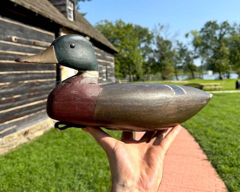 Antique Harry Shourds Duck Decoy: Carved Wooden Folk Art, Rustic ...
