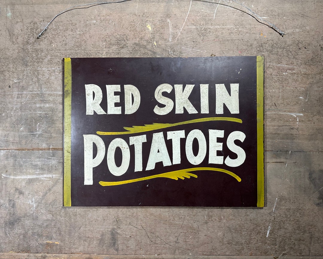 Vintage RED SKIN POTATOES Wooden Sign Circa 1930s 1940s, Farmhouse ...