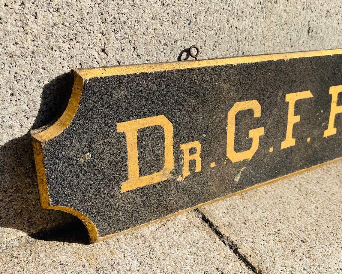 Antique Wooden Smaltz Paint Sign Dr. G. F. PECK 1800s Gold - Etsy