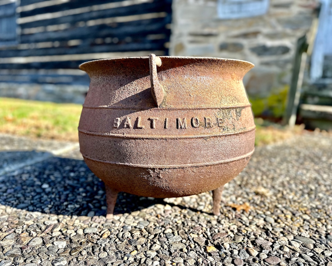 Antique Cast Iron Cauldron: Giant 12-gallon Baltimore Planter, Rustic ...