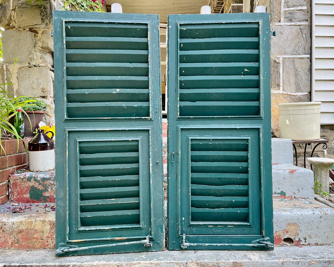 Antique Shutters, Wooden Louvered Shutter Doors, Paneled Room Divider ...