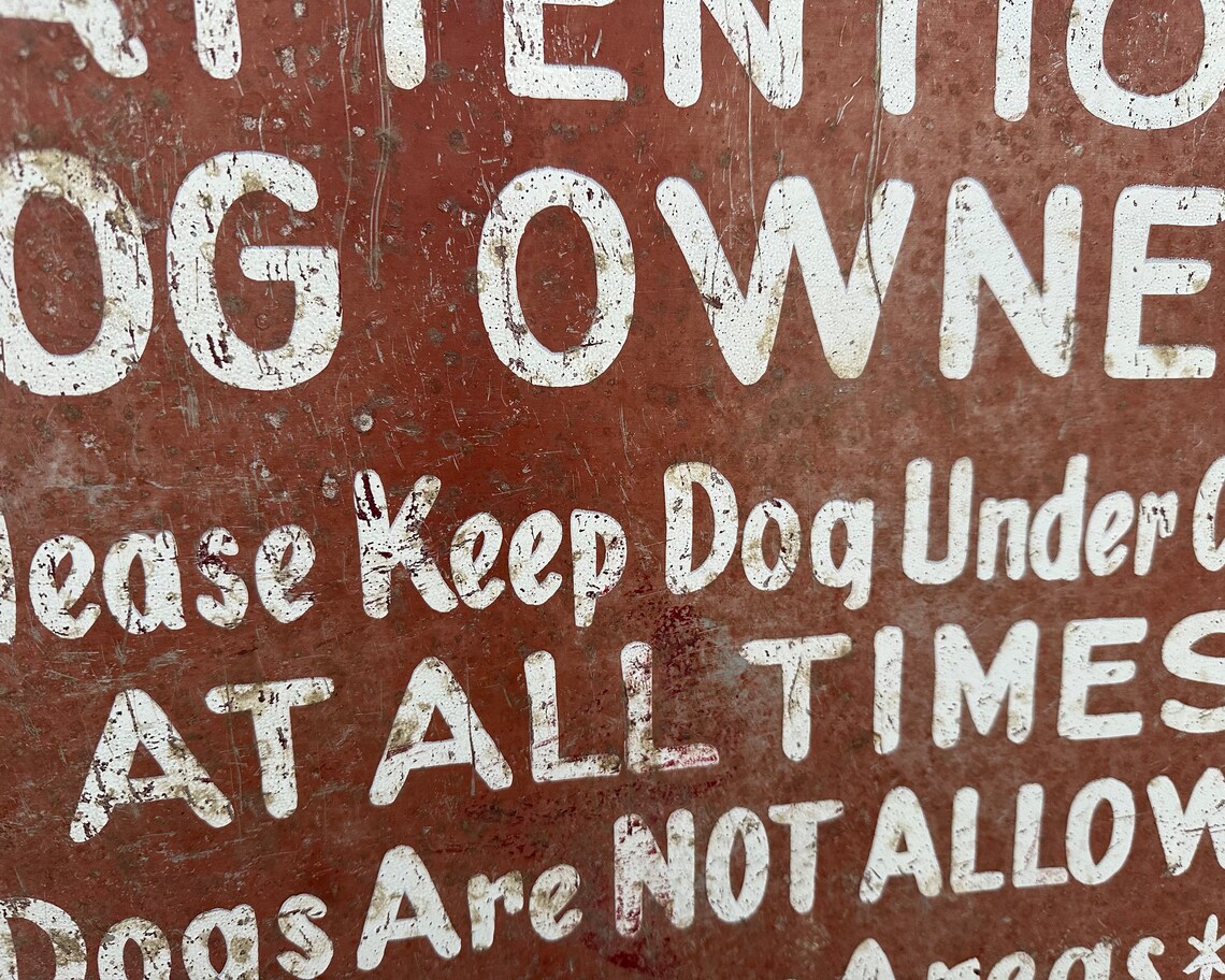 Vintage Aluminum Dog Owners Sign: Hand-painted Folk Art, 1960s - Etsy