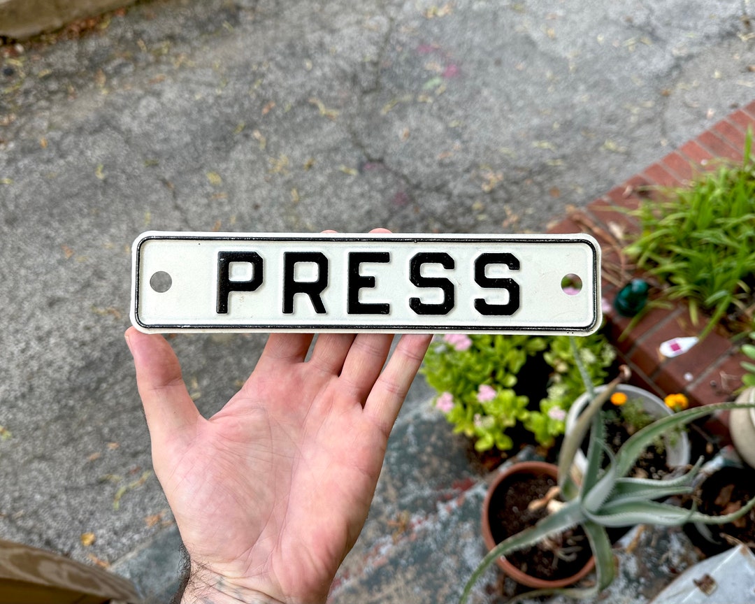 Press Sign, Vintage Embossed Metal Median News Newspaper Sign, Old Tin ...