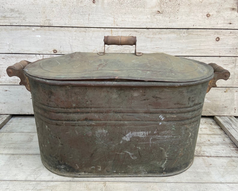 Vintage Copper Boiler With Lid Wash Tub Basin Farmhouse - Etsy