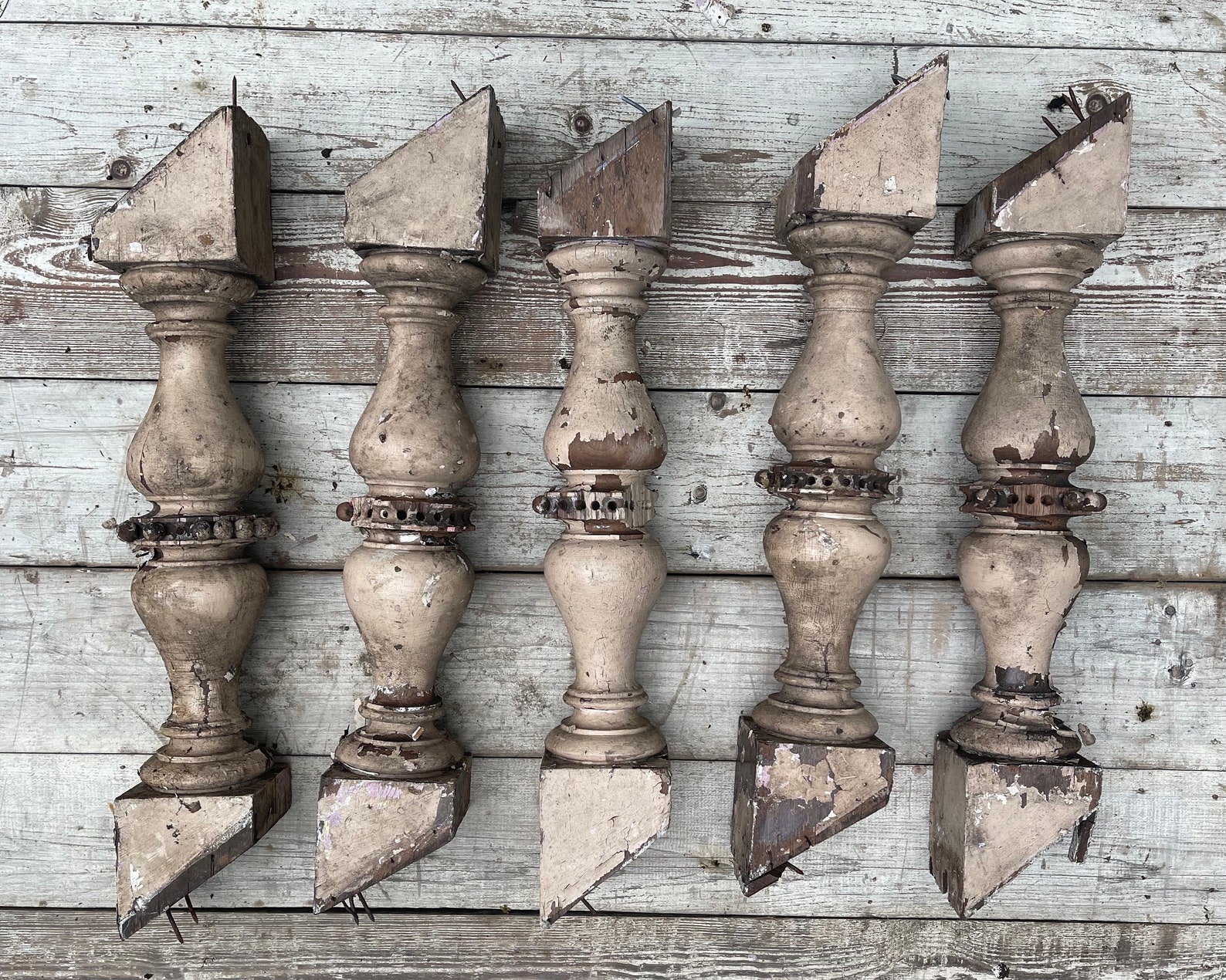 Antique Wooden Balusters (set of 5): 23" Shabby Chic Farmhouse Decor - Etsy