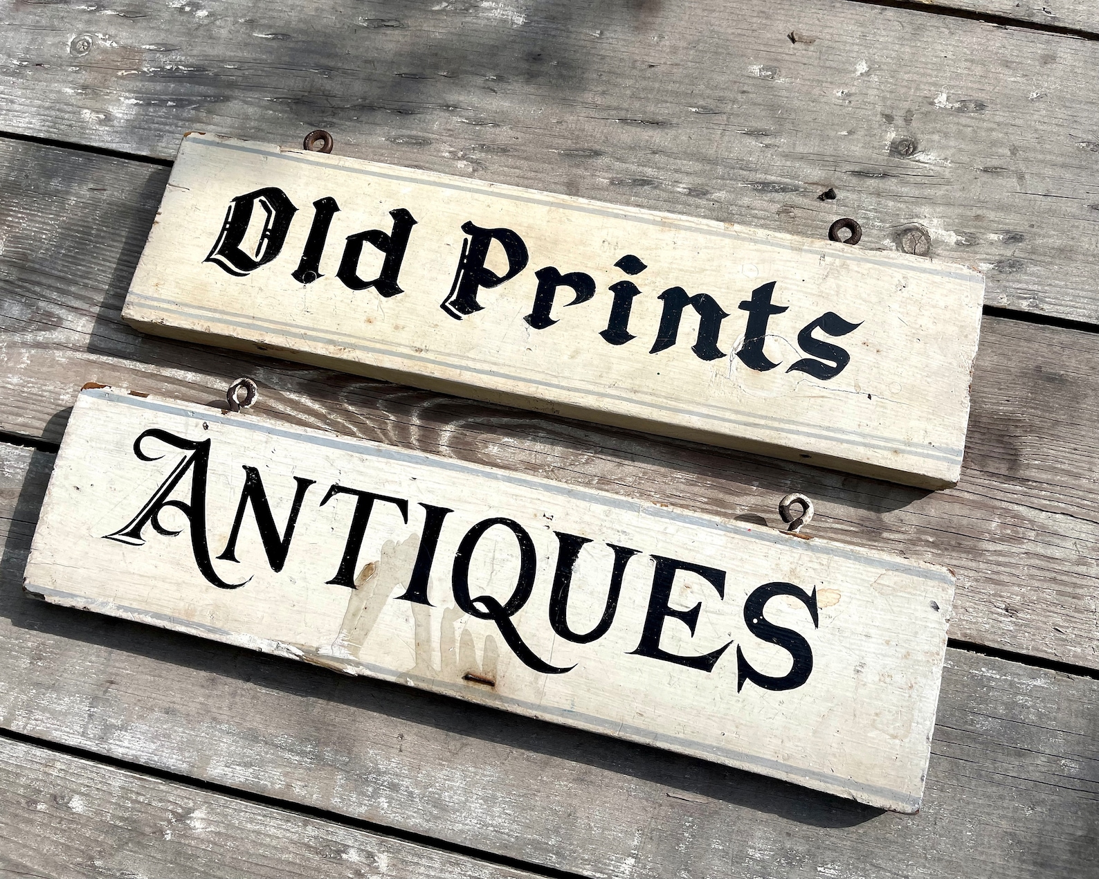 Vintage "antiques/old Prints" Shop Signs: 1950s Wooden Wall Decor - Etsy