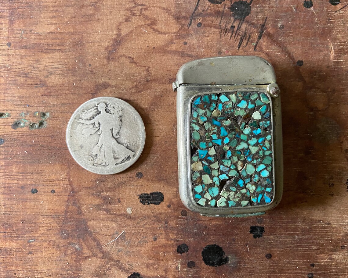 Antique Match Safe Vintage Match Case Stone Inlay Late 1800s - Etsy