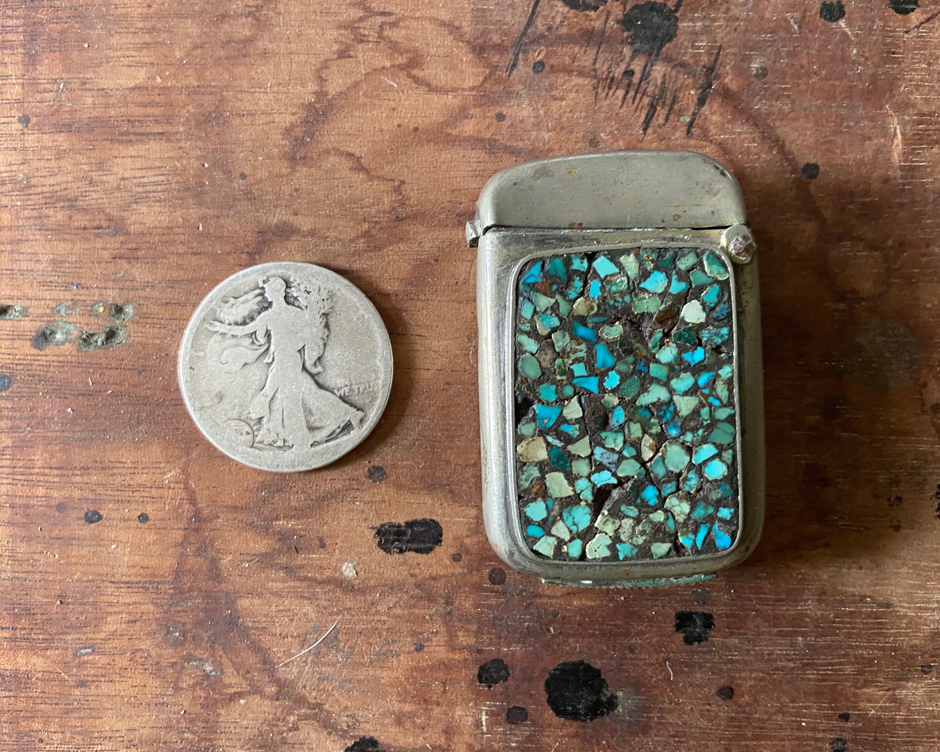 Antique Match Safe Vintage Match Case Stone Inlay Late 1800s - Etsy