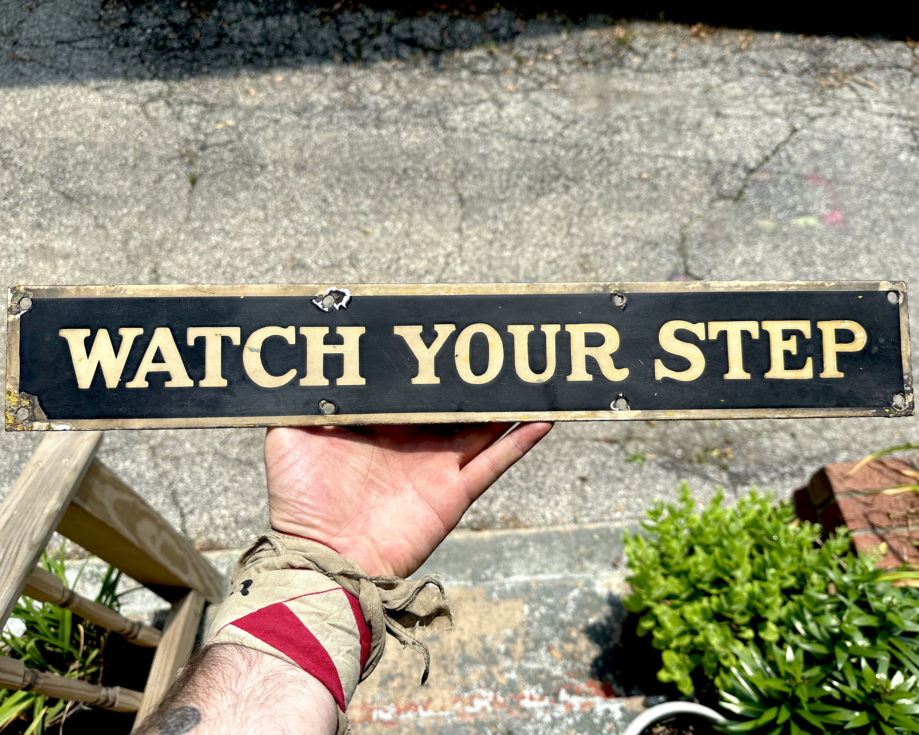 Vintage Watch Your Step Sign