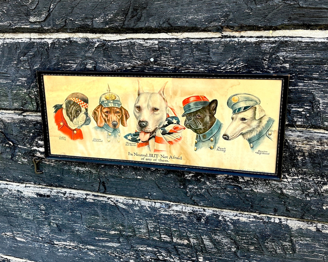 Antique WWI Dog Poster Uniformed Dogs Army Dogs Military Dogs Soldier ...