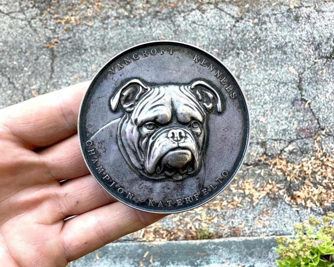 Sterling Silver Bulldog Prize Medal Antique Champion Katerfelto Award ...