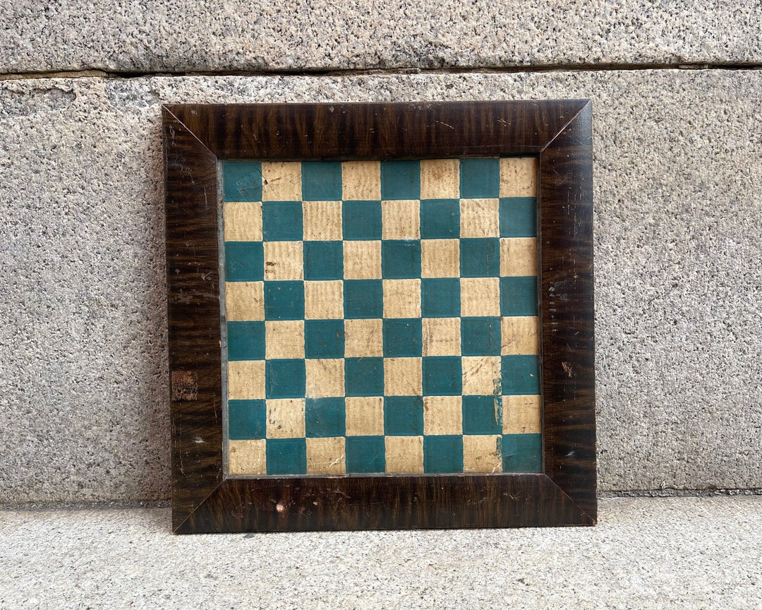 Antique Game Board, Checker Board, Chess Board, AAFA Americana Folk Art ...