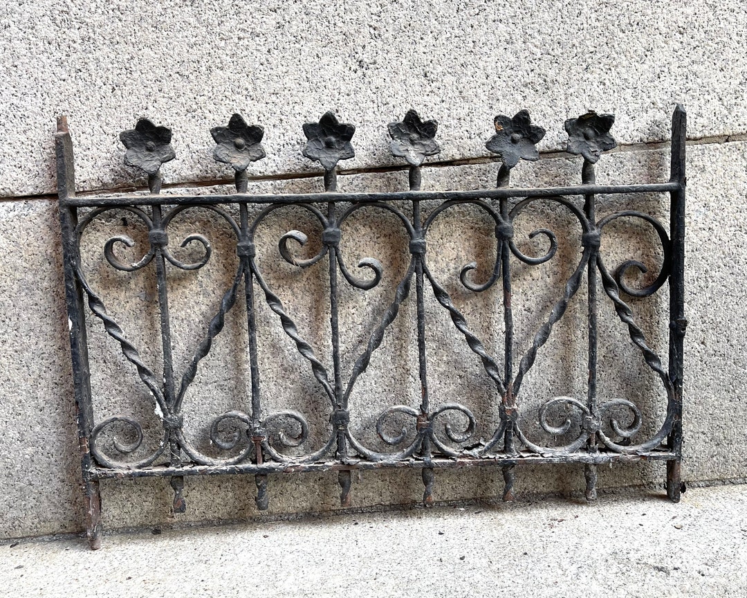 Antique Wrought Iron Garden Fence: Victorian Flower Gate, Chippy Shabby ...